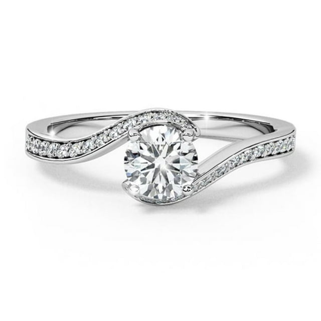 Faux Jewel Round Cut 1.8 Ct Lab Created Diamond Rings - 14K White Gold ...