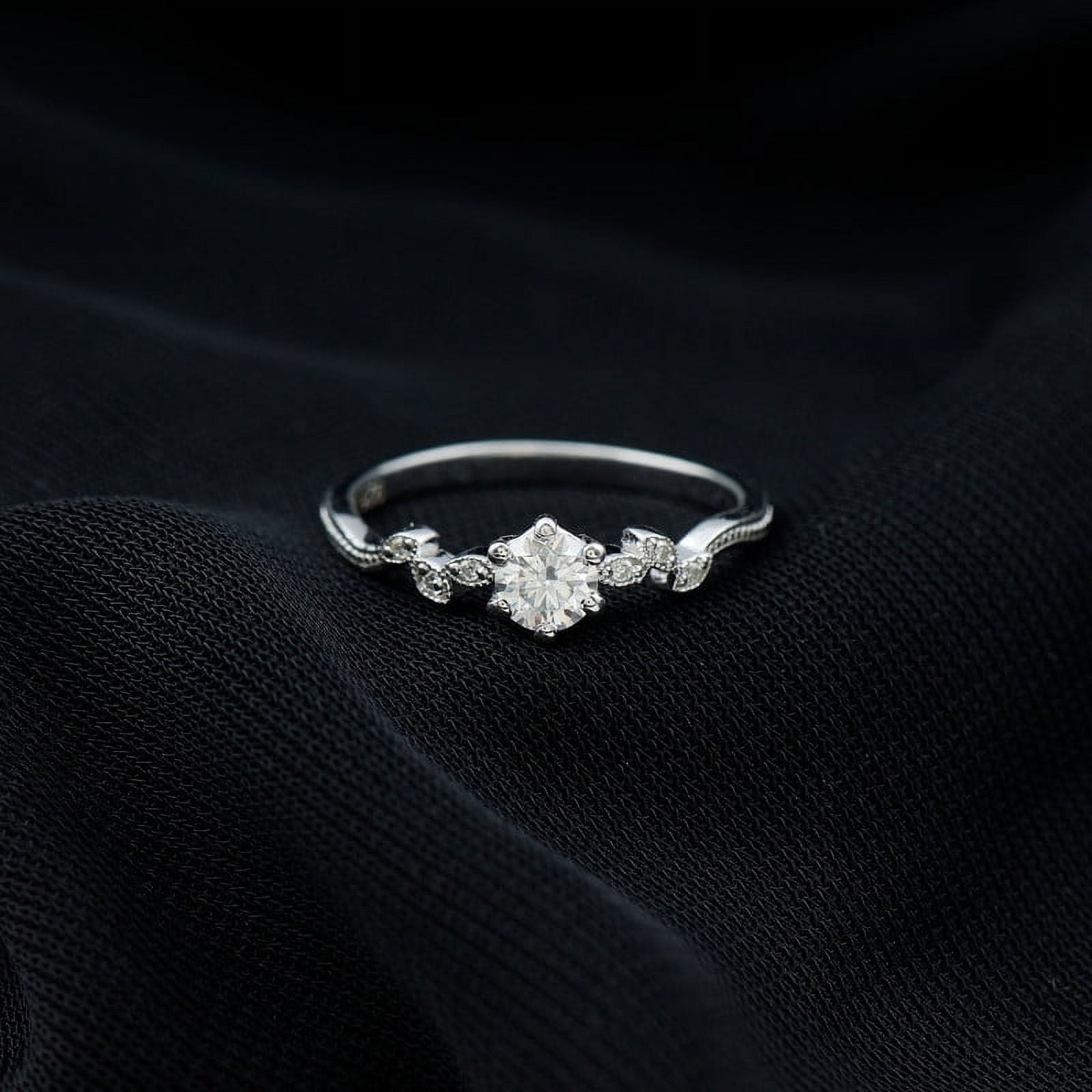 Faux Jewel Stamped 14K Silver Stackable Engagement Ring - 1.5 Ct Lab ...