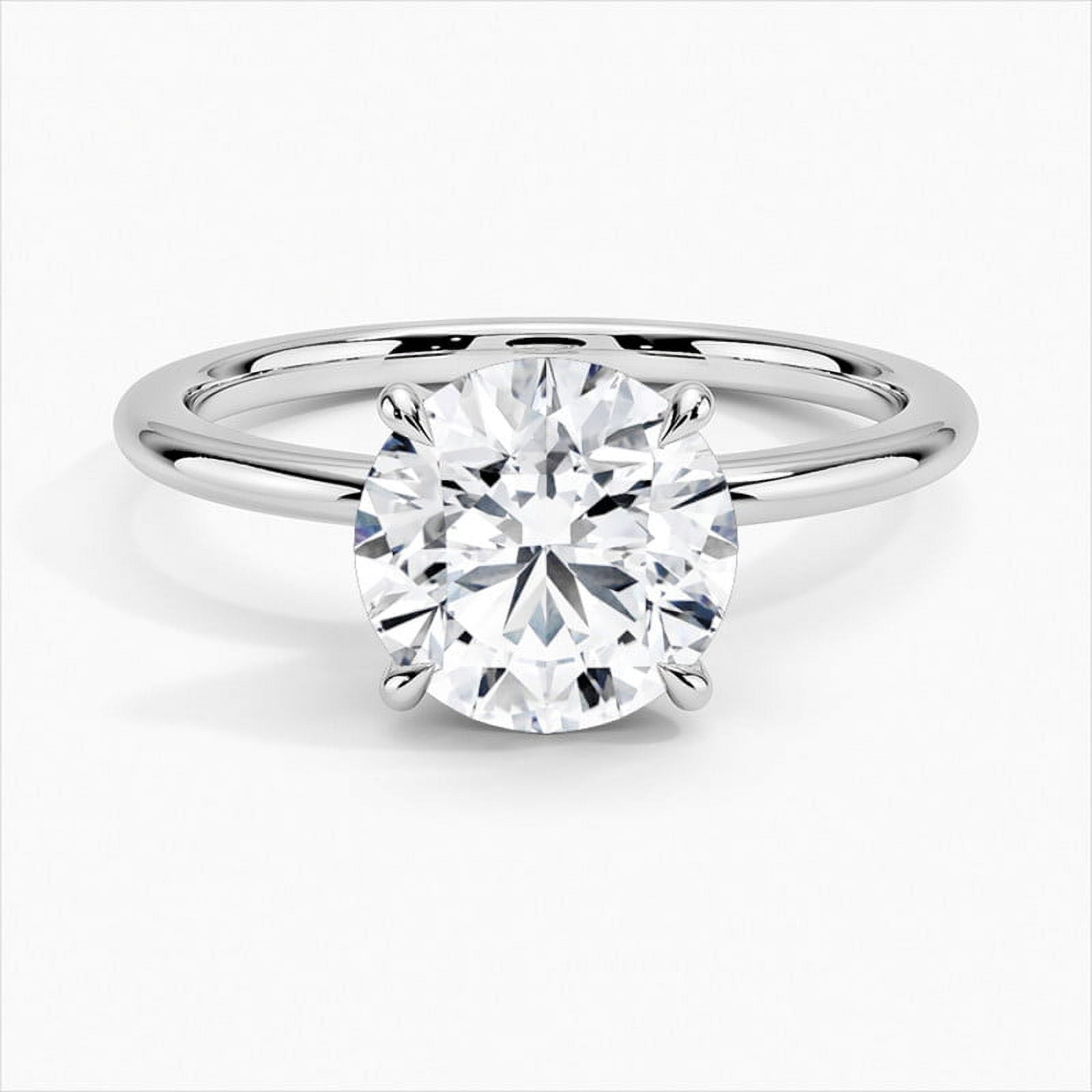 Faux Jewel White Gold Plated 14K Diamond Ring - Brilliant 2 Ct Round Cut Diamond Band - Hidden ...