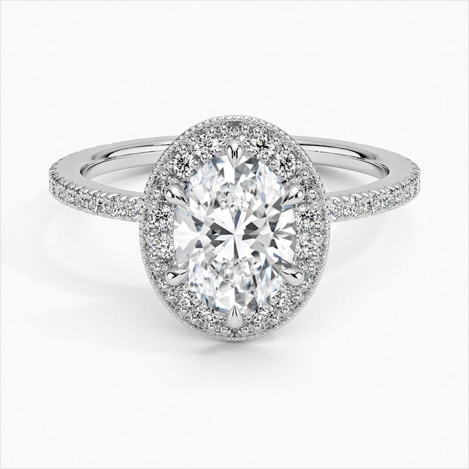 Faux Jewel White Gold Plated 14K Diamond Ring - Oval Cut 2.1 Ct Diamond ...