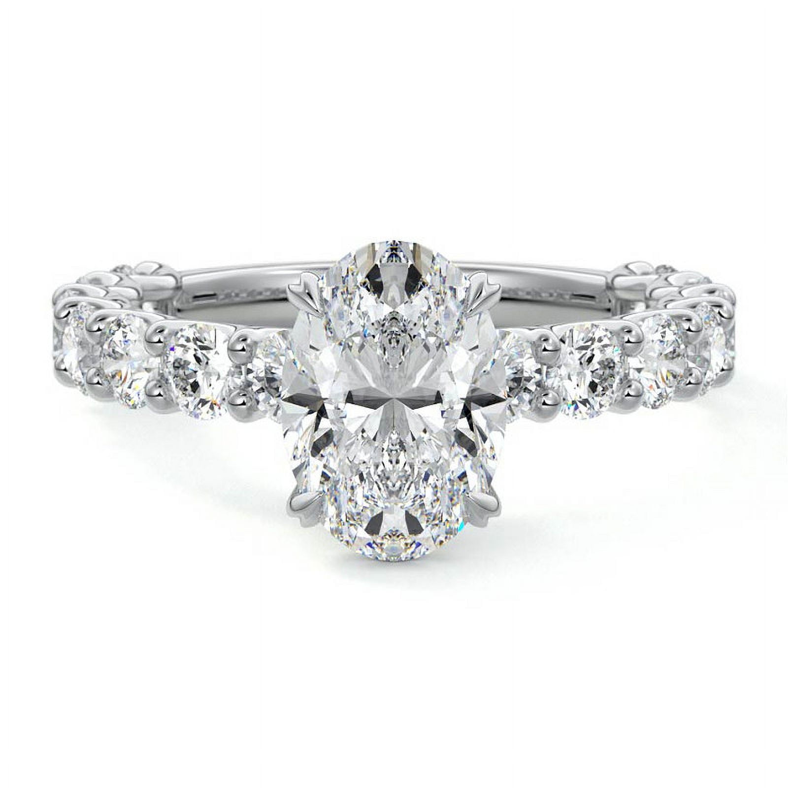 Faux Jewel White Gold Plated 14K Diamond Ring - Wedding Gift - Oval Cut ...