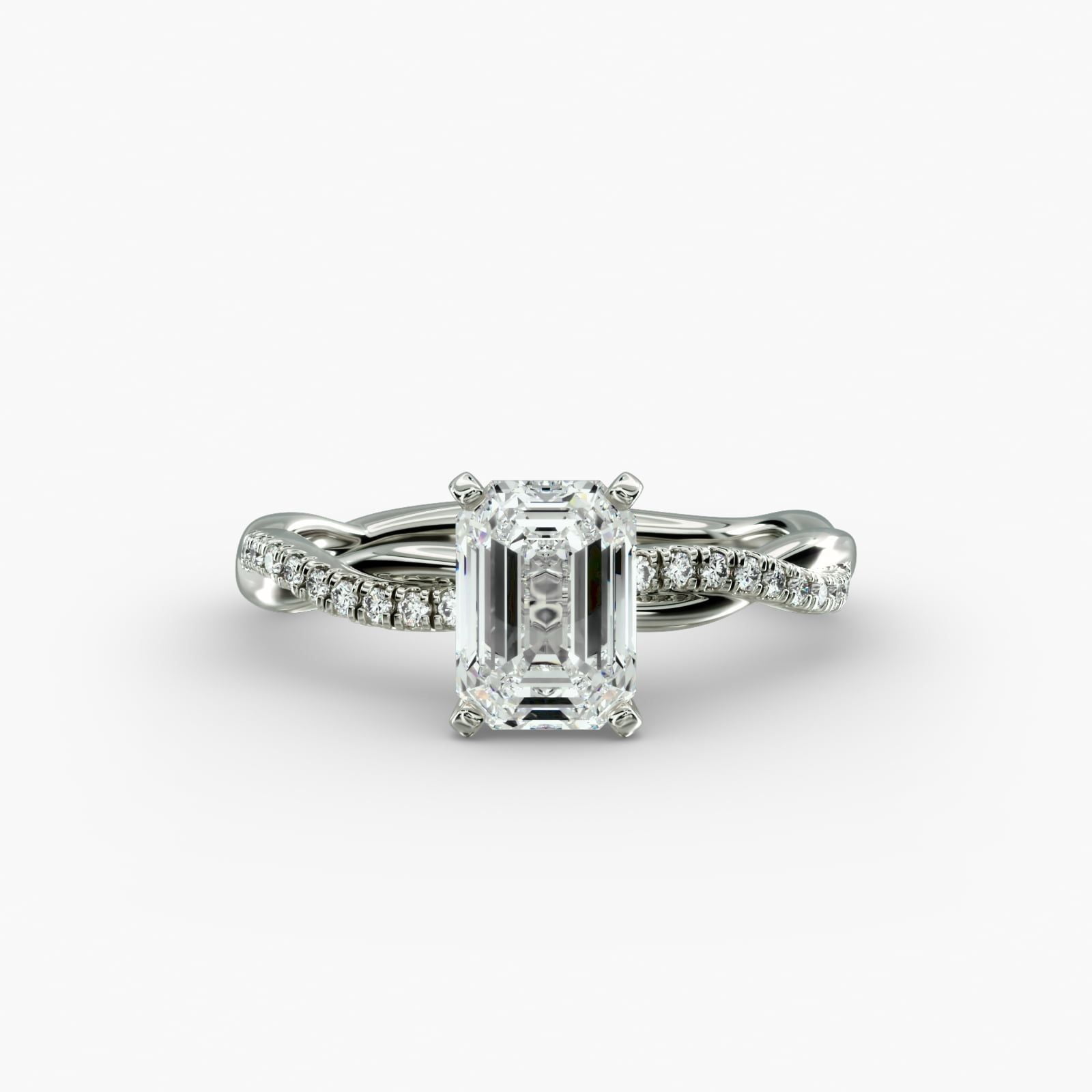Faux Jewelry 1.4 Ct Emerald Cut Moissanite Engagement Ring - 14K White ...