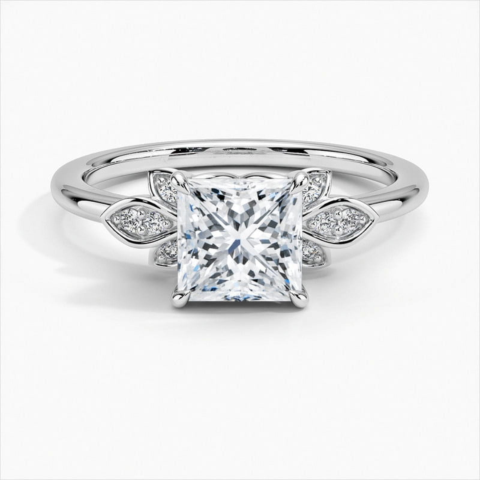 Faux Jewelry 1.7 Ct Princess Cut Moissanite Ring for Women - 14K White ...