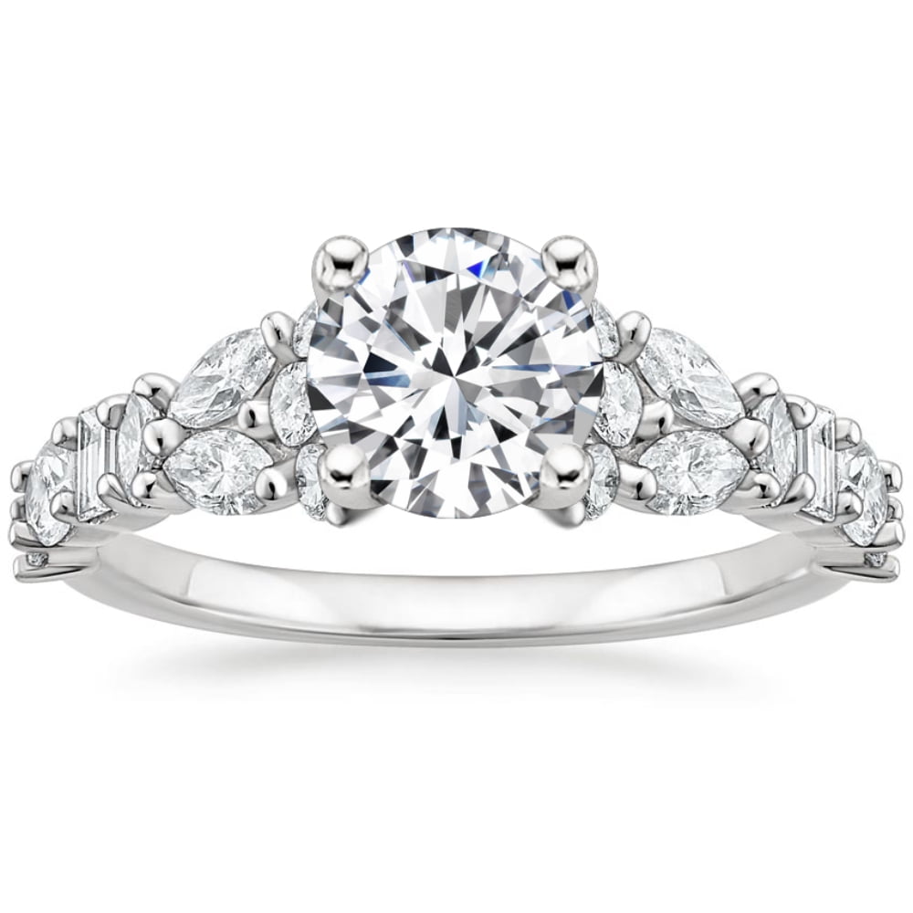 Faux Jewelry 1.7 Ct Round Cut Moissanite Cluster Wedding Ring - 14K ...