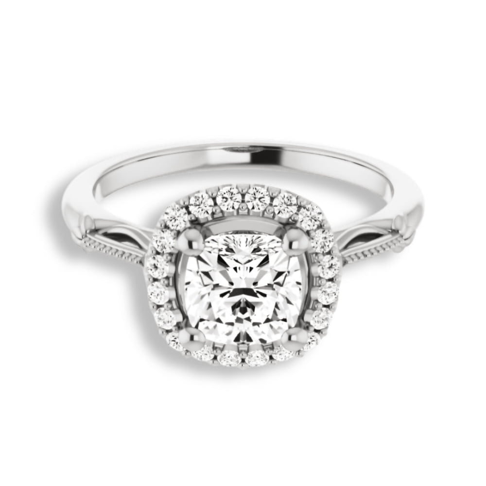 Faux Jewelry 1.8 Ct Cushion Cut Moissanite Ring - 14K White Gold Plated ...