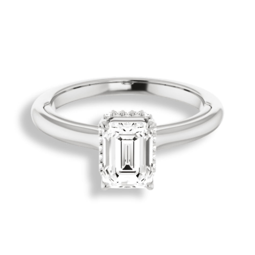 Faux Jewelry 2.3 Ct Emerald Cut Moissanite Ring - 14K White Gold Plated ...