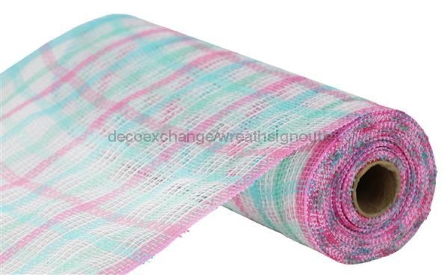 Faux Jute Check Mesh Ribbon (Light Blue, Mint Green, White, Pink) - 10 ...