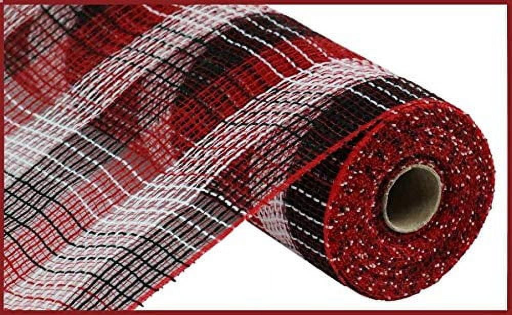 Faux Jute & Deco Mesh Small Check, 10.5 Inch x 10 Yards (Red, White ...