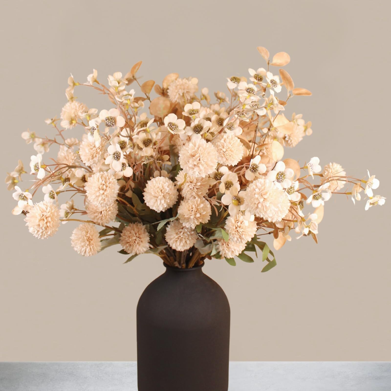 Faux Kiku Flower White - 10 Stems & 18 Eucalyptus Stems(2 Branches ...