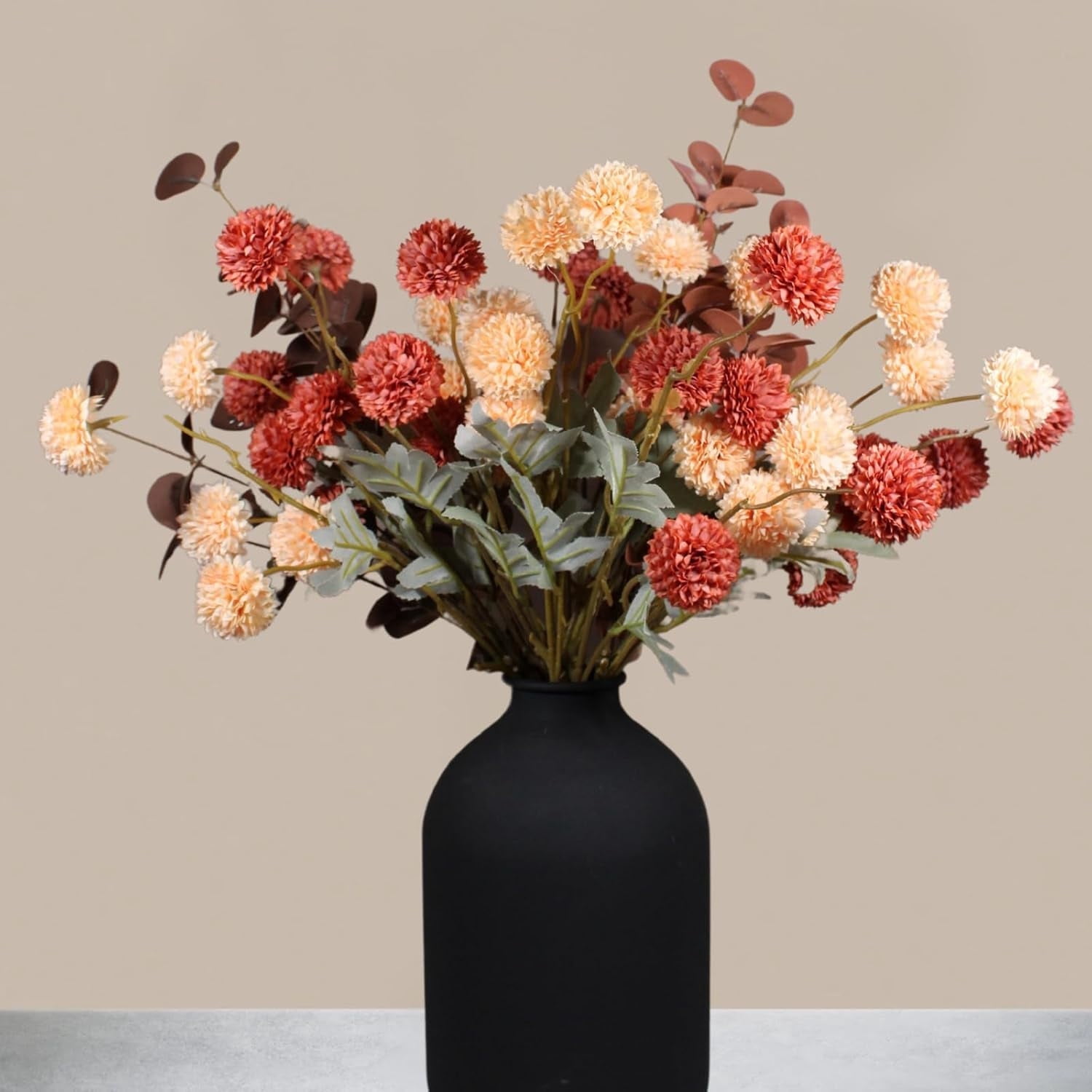Faux Kiku Flower White - 10 Stems & 18 Eucalyptus Stems(2 Branches ...