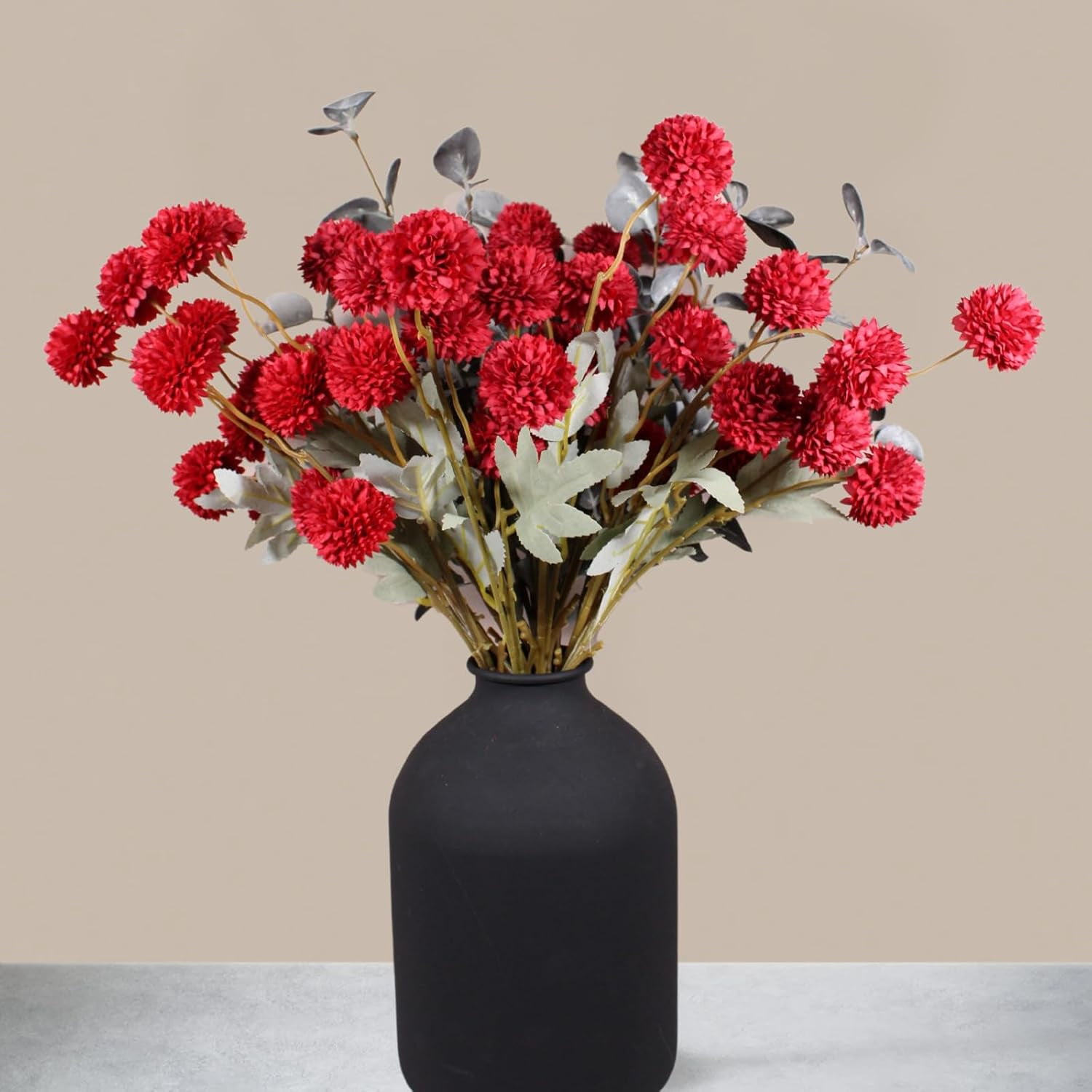 Faux Kiku Flower White - 10 Stems & Eucalyptus Stems 2 Branches, Fake ...