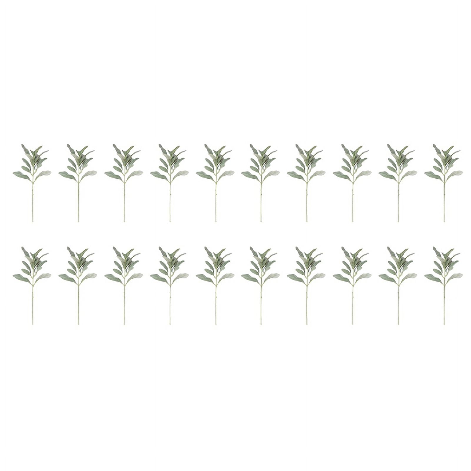 Faux Lambs Ear Stems 20Pcs Flocked Artificial Greenery Solid Ear Leaves ...