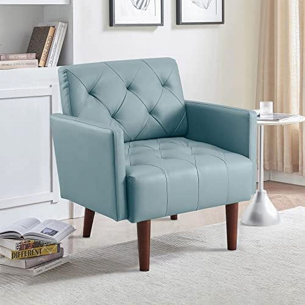 Faux Leather Accent Chair Comfy Upholstered Living Room Arm Chair ...