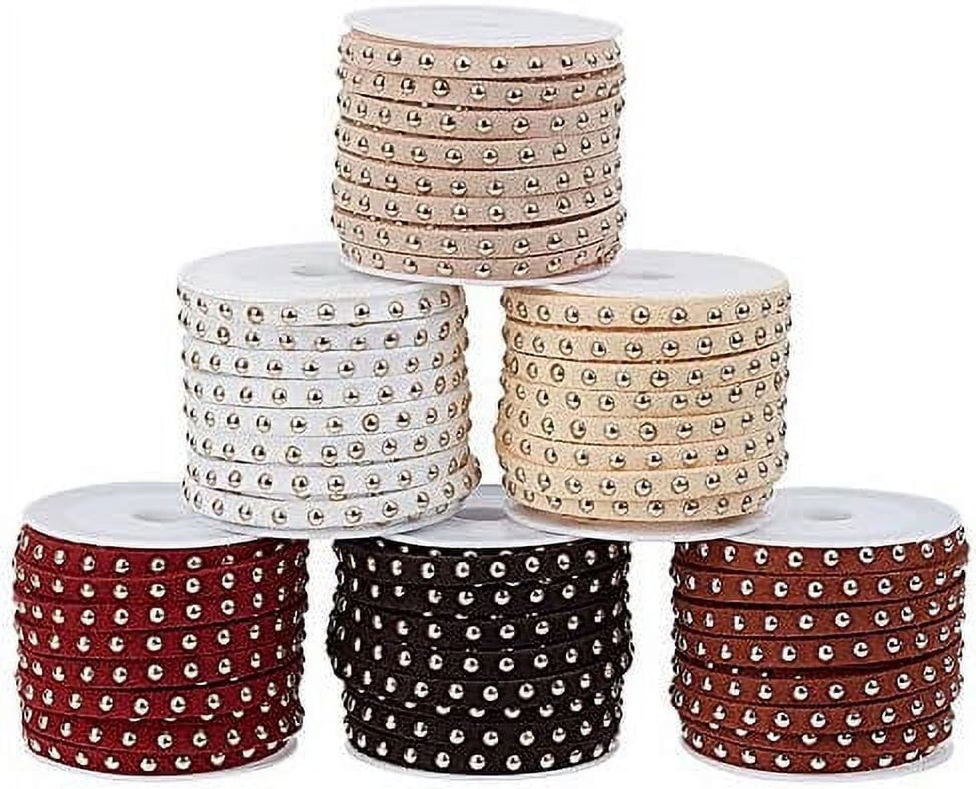 Faux Leather Beading String Rivet, 6Rolls 5mm Flat Micro Fiber Suede ...
