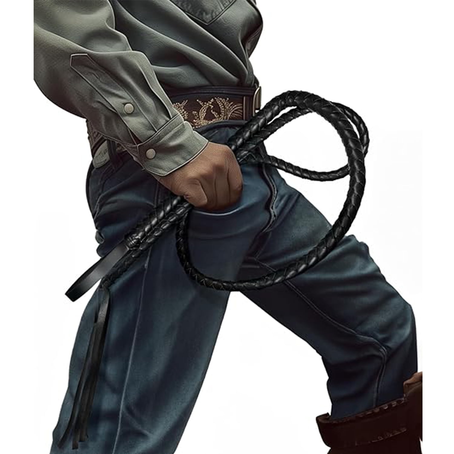 Faux Leather Black Whip Costume Whip Handmade Bullwhip, Whip Costume ...