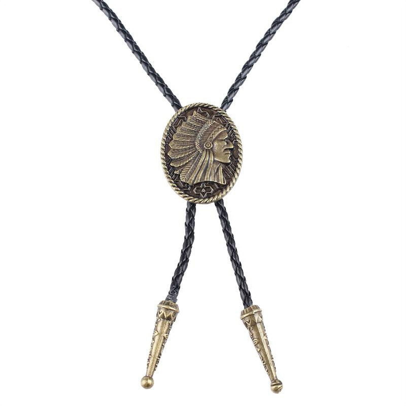 Faux Leather Bolo Tie Lion Head Necktie Pendant Western Cowboy Ties ...