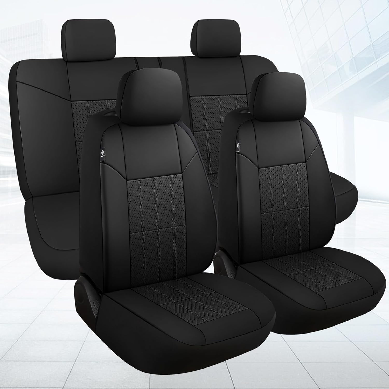 Faux Leather Car Seat Covers Full Set, Front Seat Covers and Split Rear ...