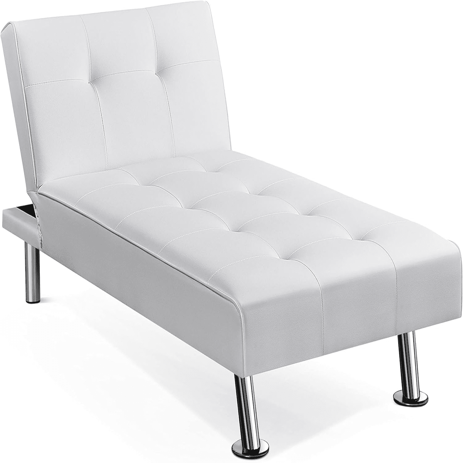 Faux Leather Chaise Lounges Convertible Chaise Futon Adjustable Chaise ...
