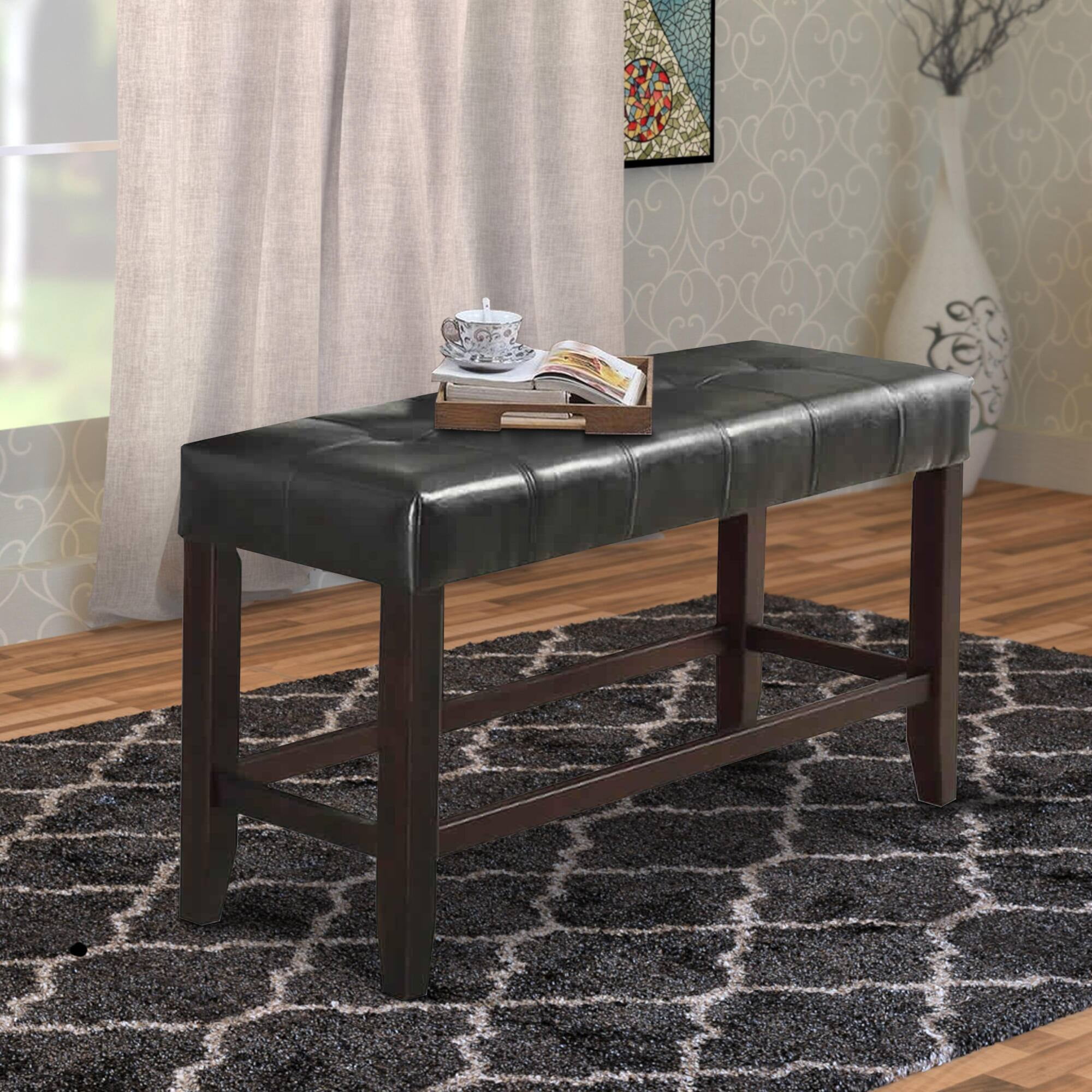 Faux Leather Counter Height Bench - Modern Farmhouse Style Dining Bench ...