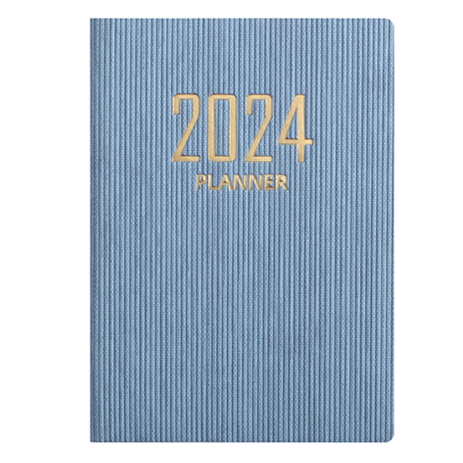 Faux Leather Cover Notebook A7 2024 English Planner with Faux Leather ...