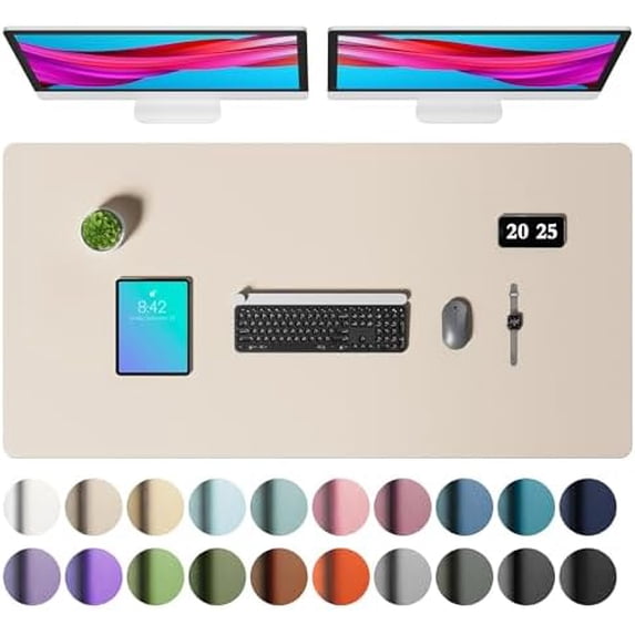 Faux Leather Desk Mat – Large Mouse Pad, Non-Slip PU Leather Blotter ...