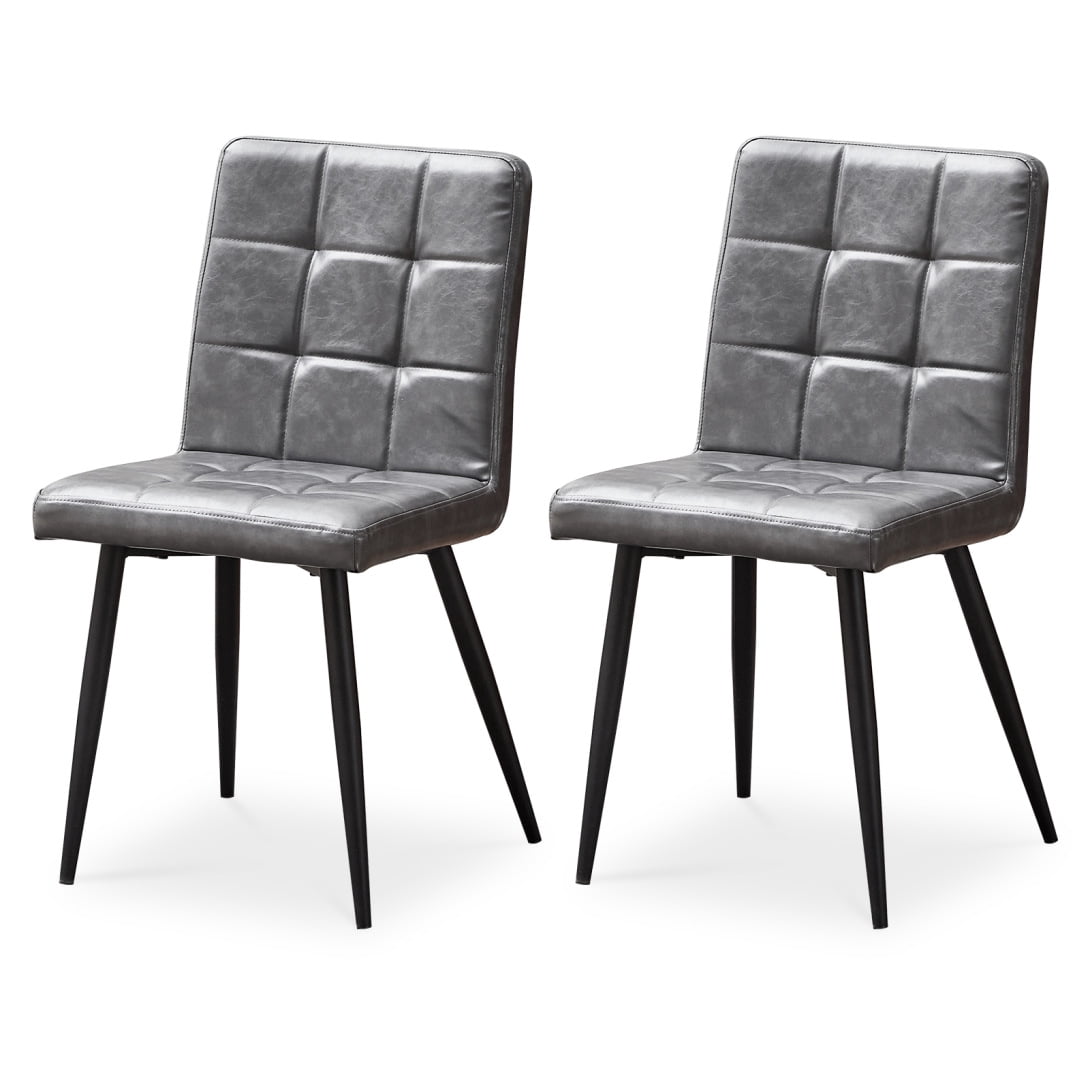 Faux Leather Dining Chairs Set of 2, Mid-Century Kitchen Chair with ...