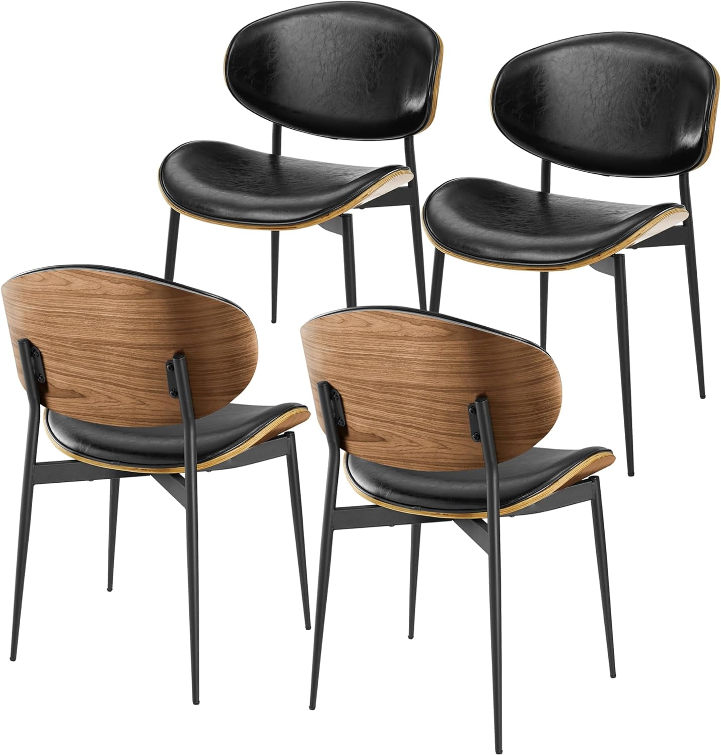 Faux Leather Dining Chairs - Set of 2 Mid Century Modern Desk Chair ...
