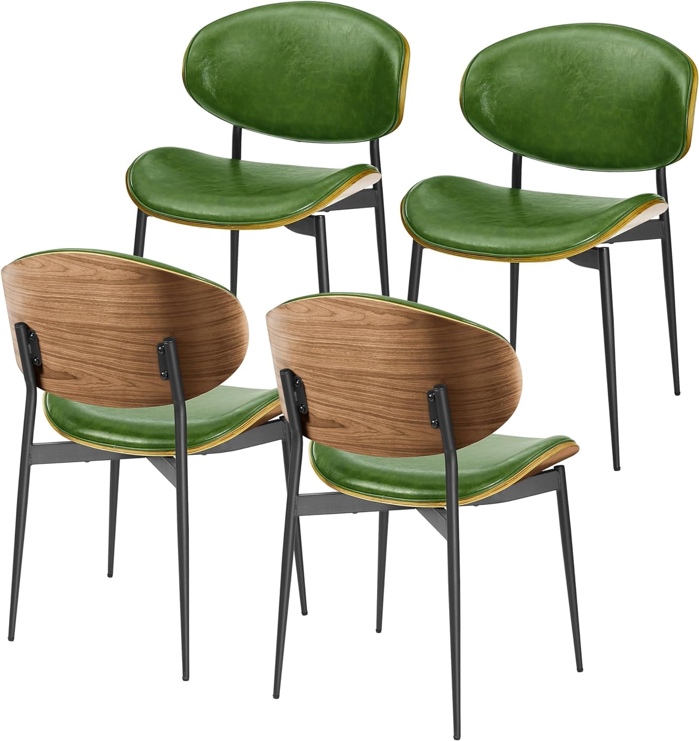 Faux Leather Dining Chairs - Set of 2 Mid Century Modern Desk Chair ...