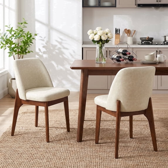 19.7" W Faux Leather Dining Chairs Set of 2, Modern Upholstered Kitchen ...