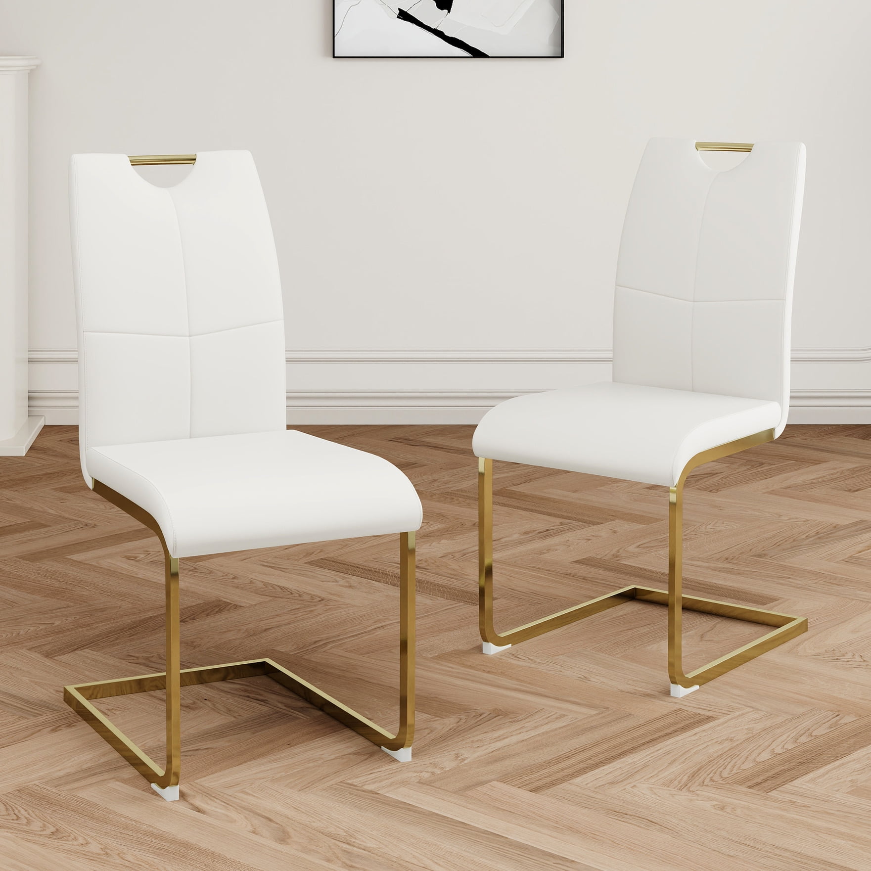 Faux Leather Dining Chairs | Smooth Curve for Aesthetics | Metal Base ...