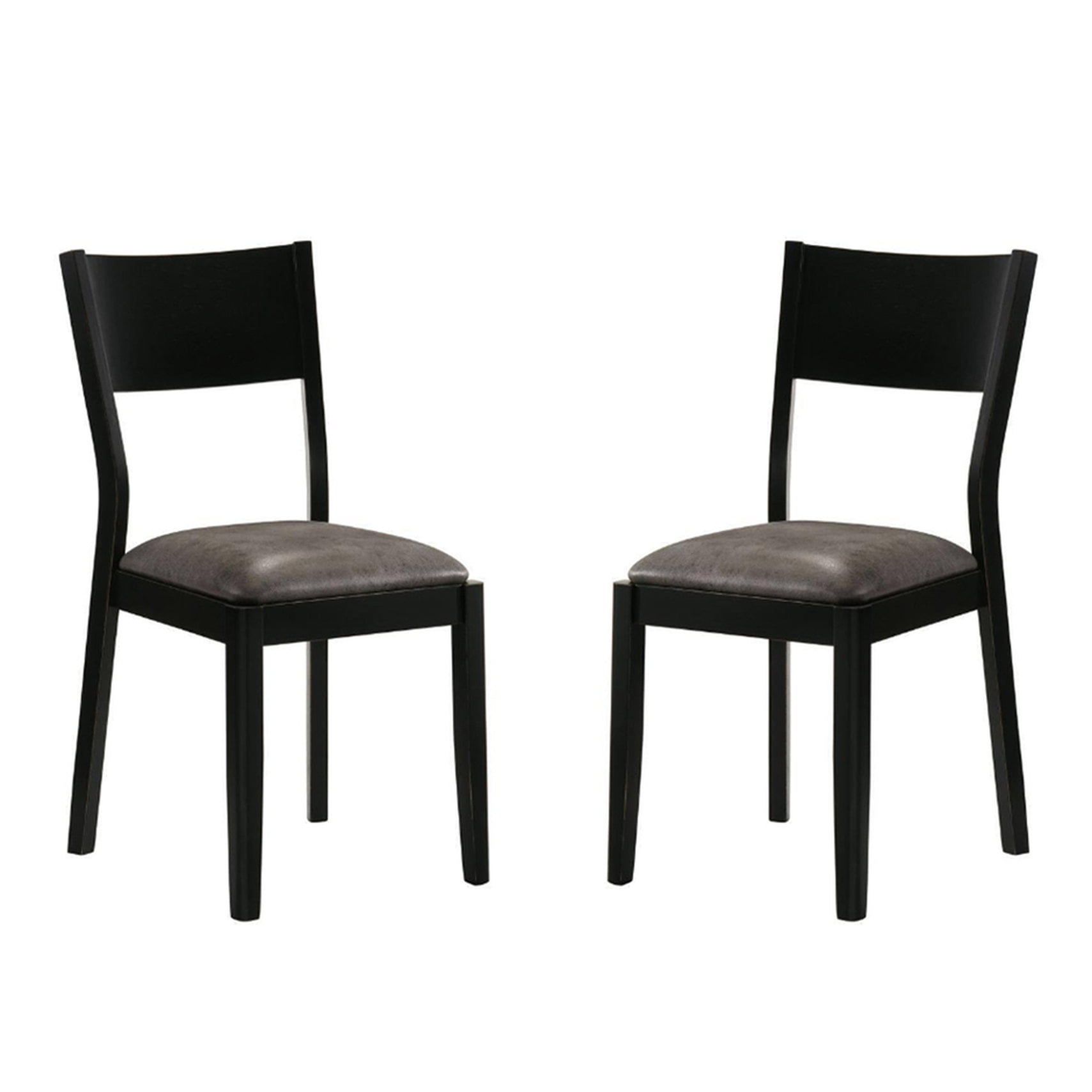 Faux Leather Dining Chairs with Angled Back and Round Legs / Bring Mid ...