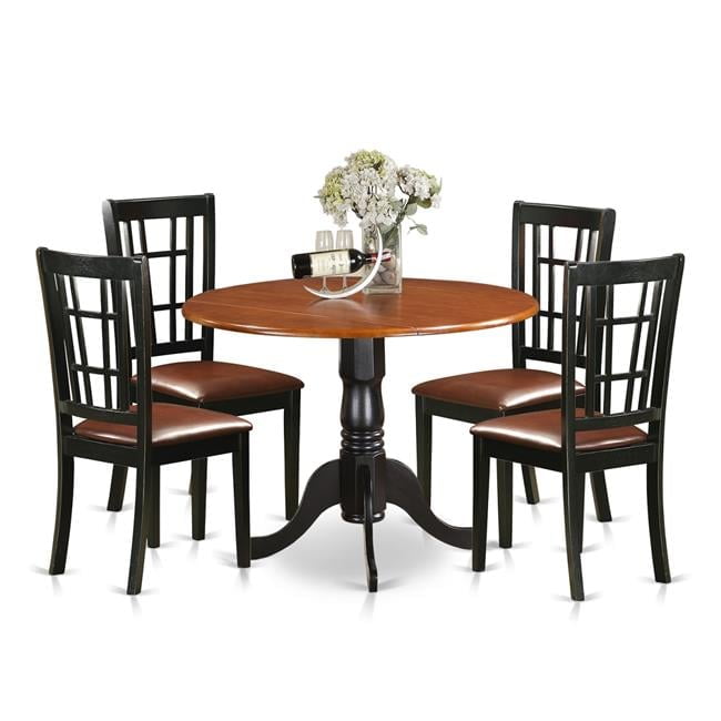 Faux Leather Dublin Kitchen Table Set - Dining Table & 4 Solid Wood ...