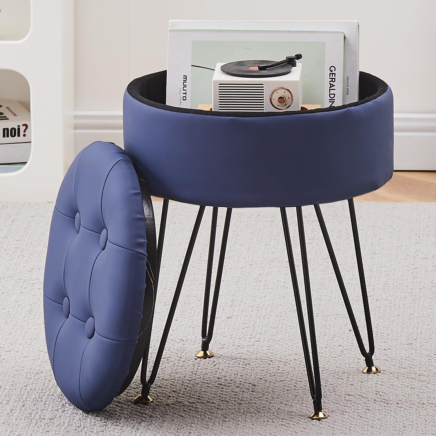 Faux Leather Foot Rest Stool Multipurpose Dressing Stools Upholstered ...