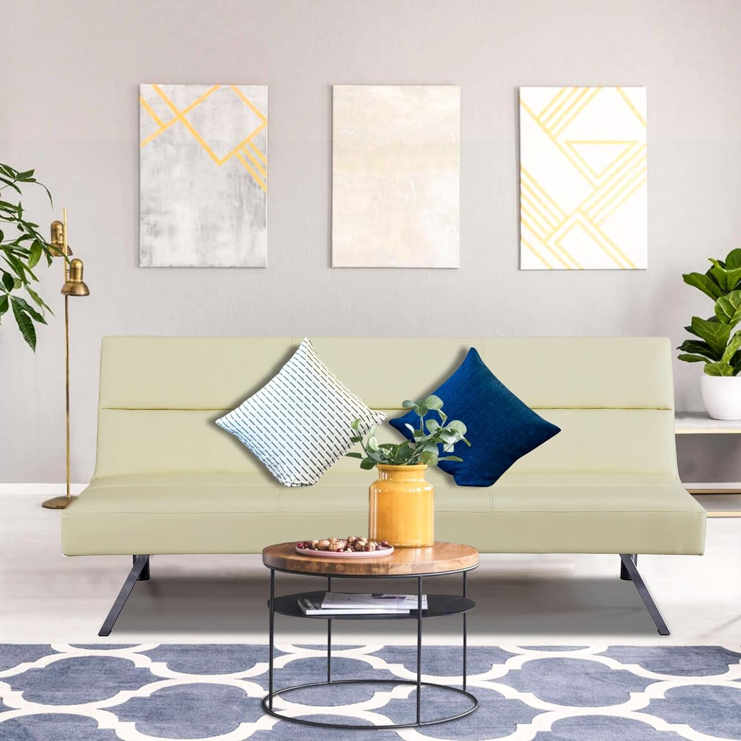 Faux Leather Futon Couch Modern Convertible Folding Sofa Bed Couch ...