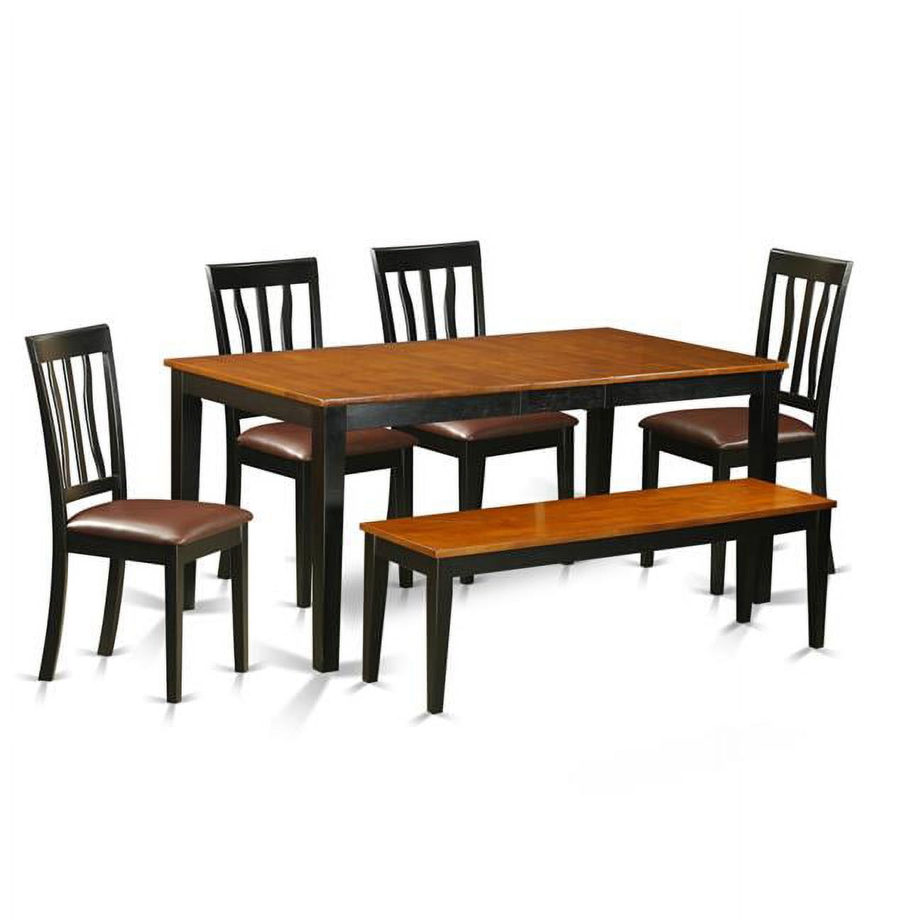 Faux Leather Kitchen Table Set - Dining Table & 4 Solid Wood Chairs ...