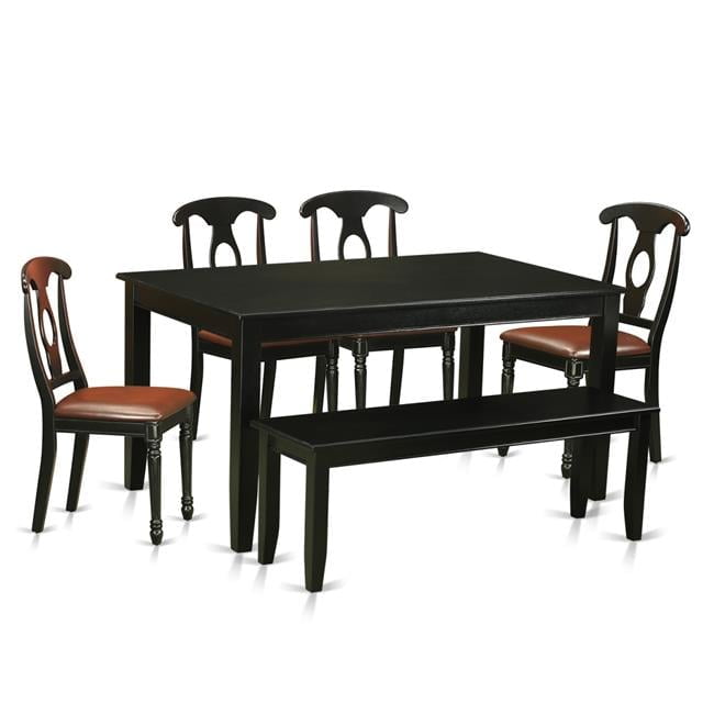 Faux Leather Kitchen Table Set - Table & 4 Chairs Coupled with a Bench ...
