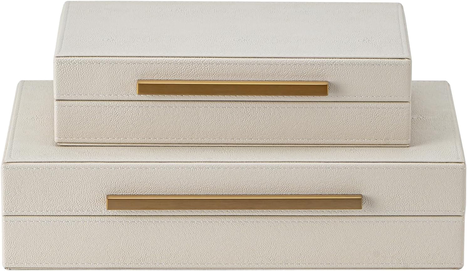 Faux Leather Large Modern Stackable Nesting Box with Organizer - Set of ...