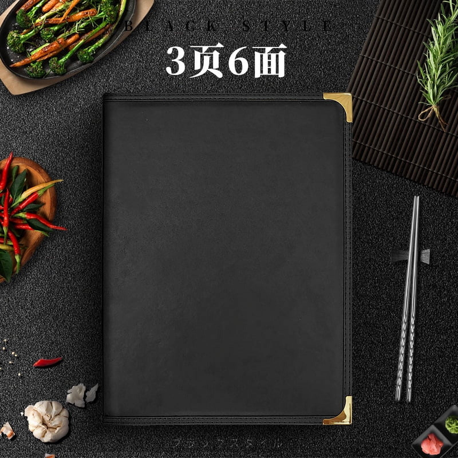 Faux Leather Menu Cover Book with 3 Pages for 6 Views Holds Wine Lists ...
