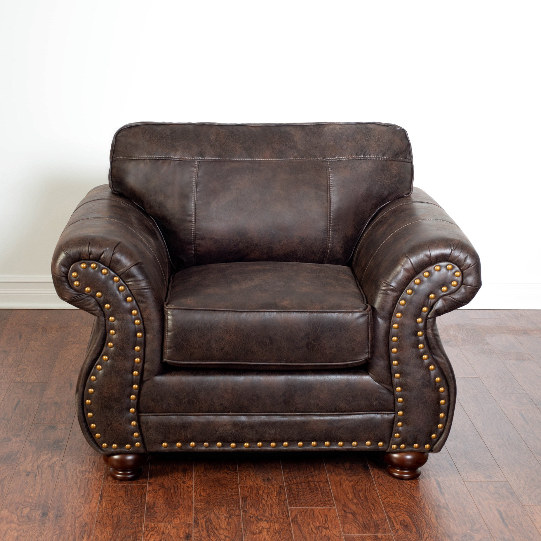Faux Leather Nailhead Accent Chair | Great for Casual Living Spaces ...