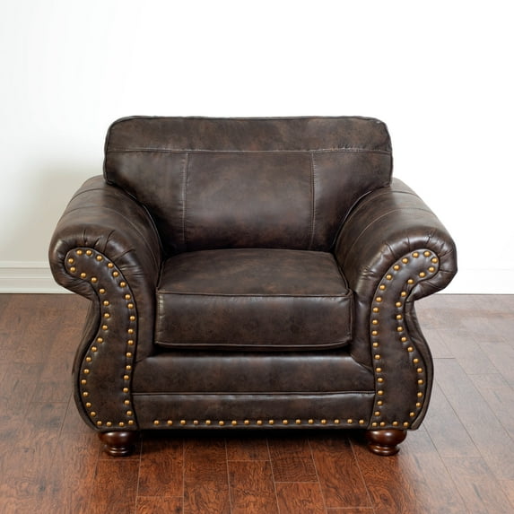 Faux Leather Nailhead Accent Chair | Great for Casual Living Spaces ...