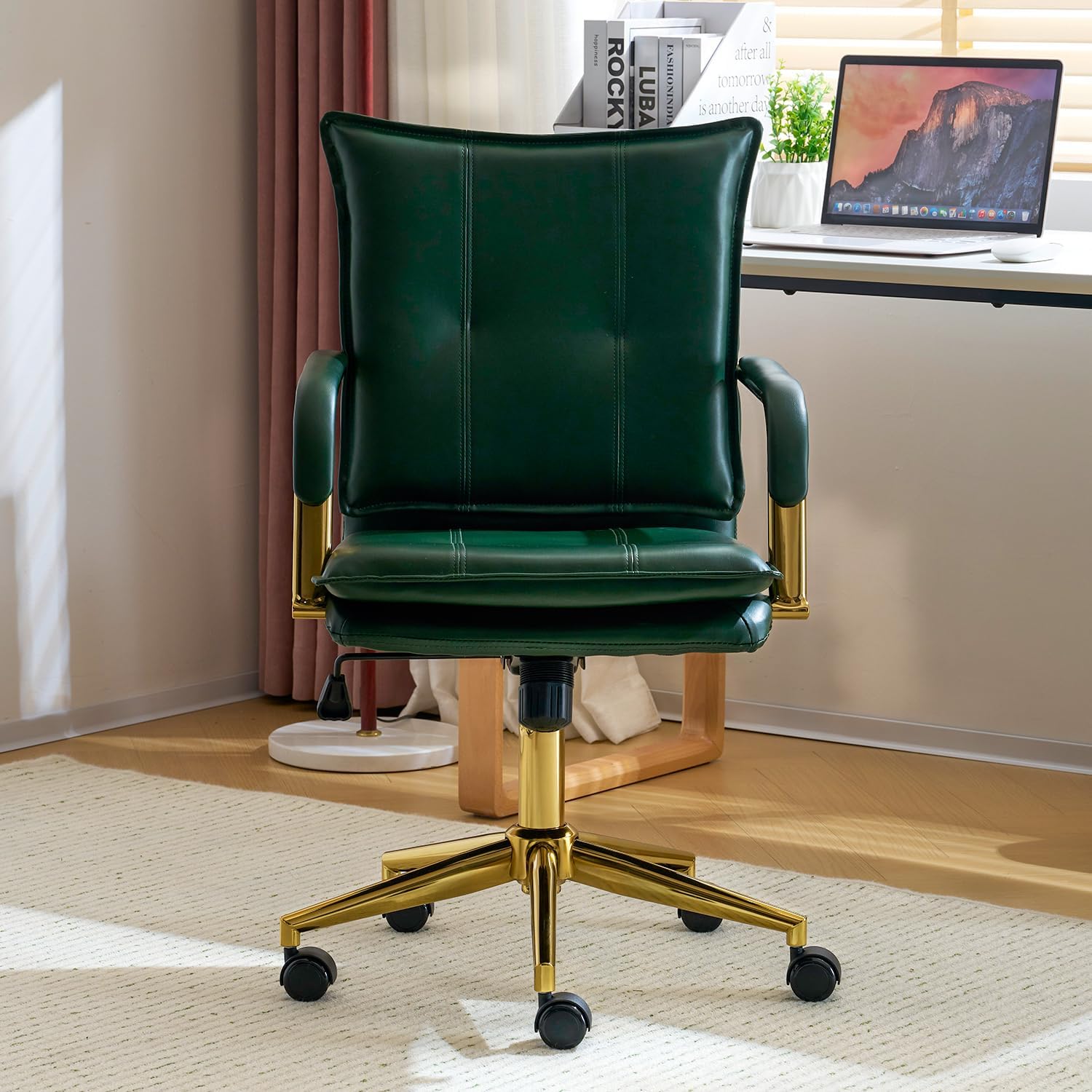 Faux Leather Office Desk Chair Height Adjustable Computer Chair ...
