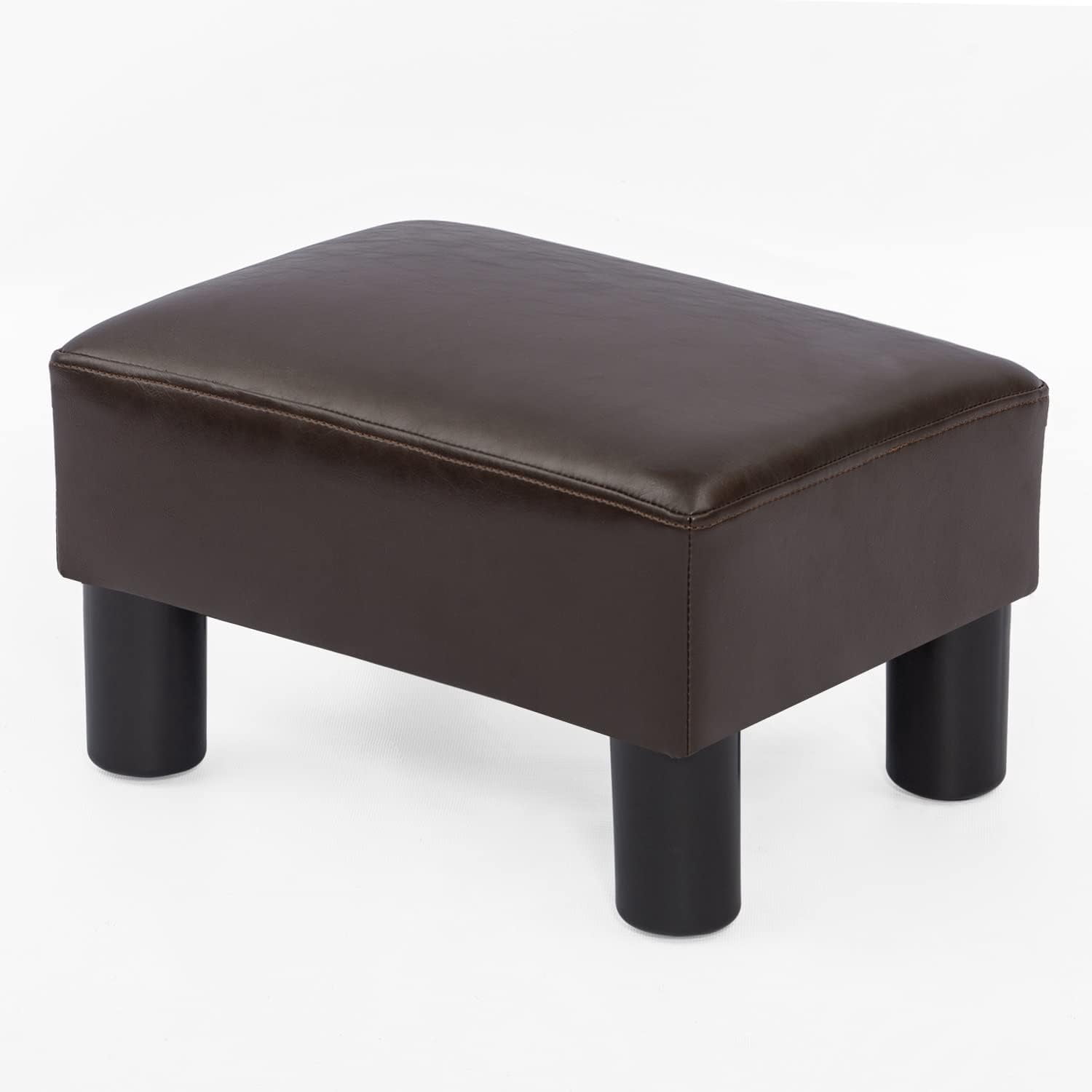 Faux Leather Ottoman Foot Rest Stool Small Rectangle Padded Seat with ...