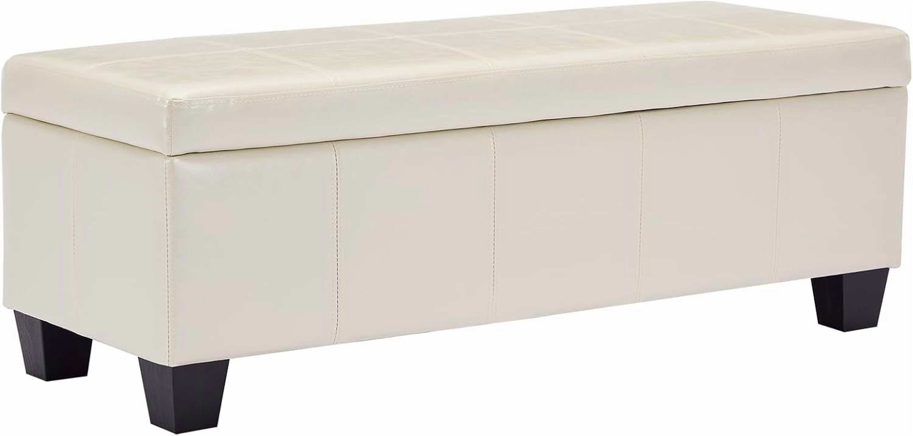 Faux Leather Ottoman with Storage, 42 Inch Rectangular Storage Ottoman ...