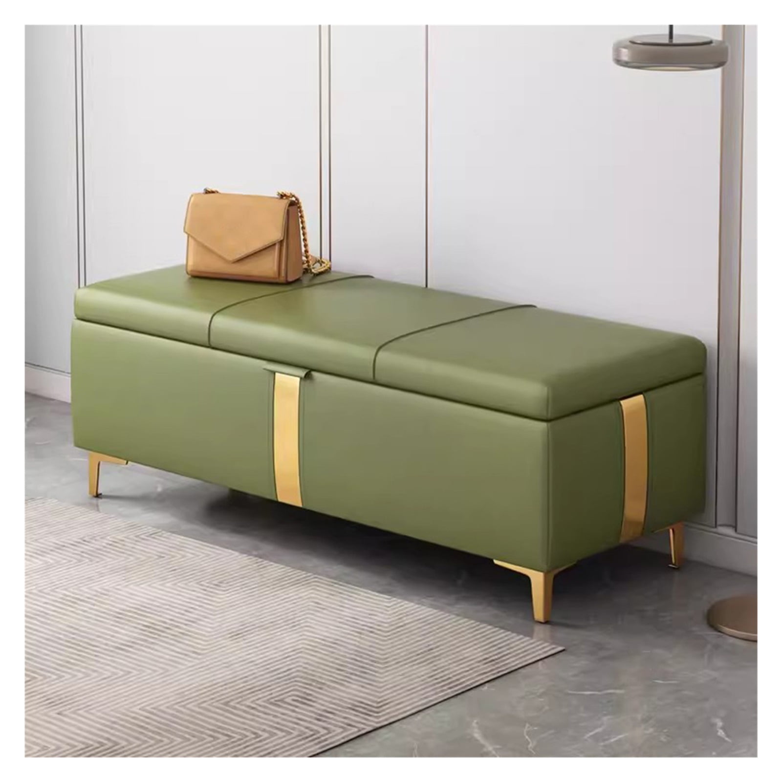 Faux Leather Ottoman with Storage,Rectangular Extra Long Storage Bench ...