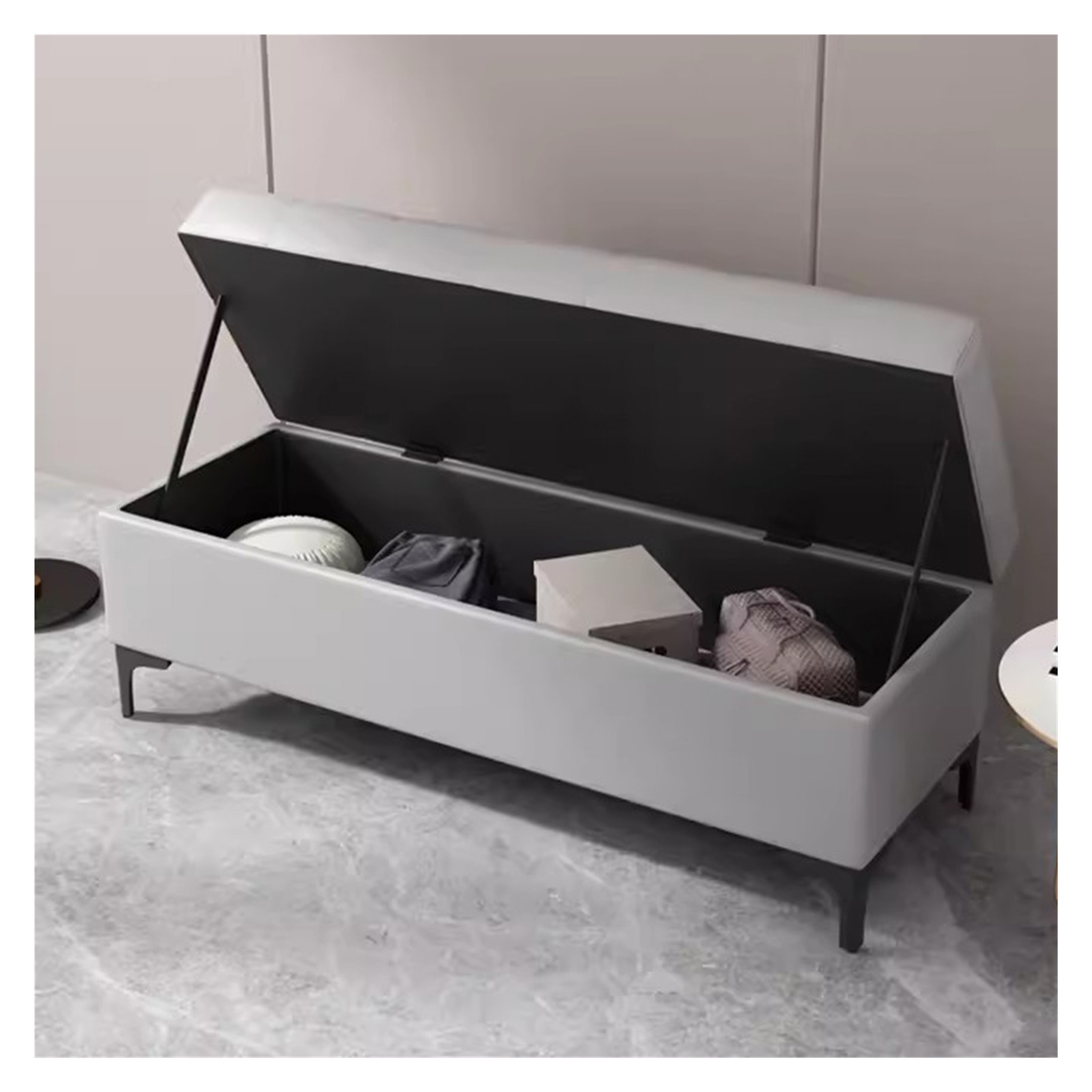 Faux Leather Ottoman with Storage,Rectangular Extra Long Storage Bench ...