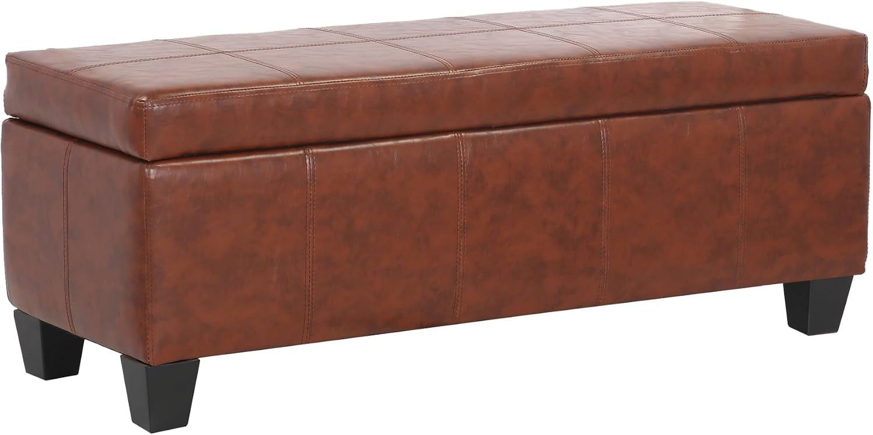Faux Leather Ottoman with Storage, Rectangular Extra Long Storage Bench ...