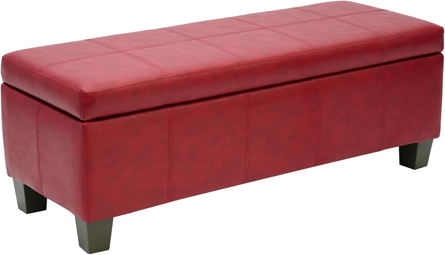 Faux Leather Ottoman with Storage, Rectangular Extra Long Storage Bench ...