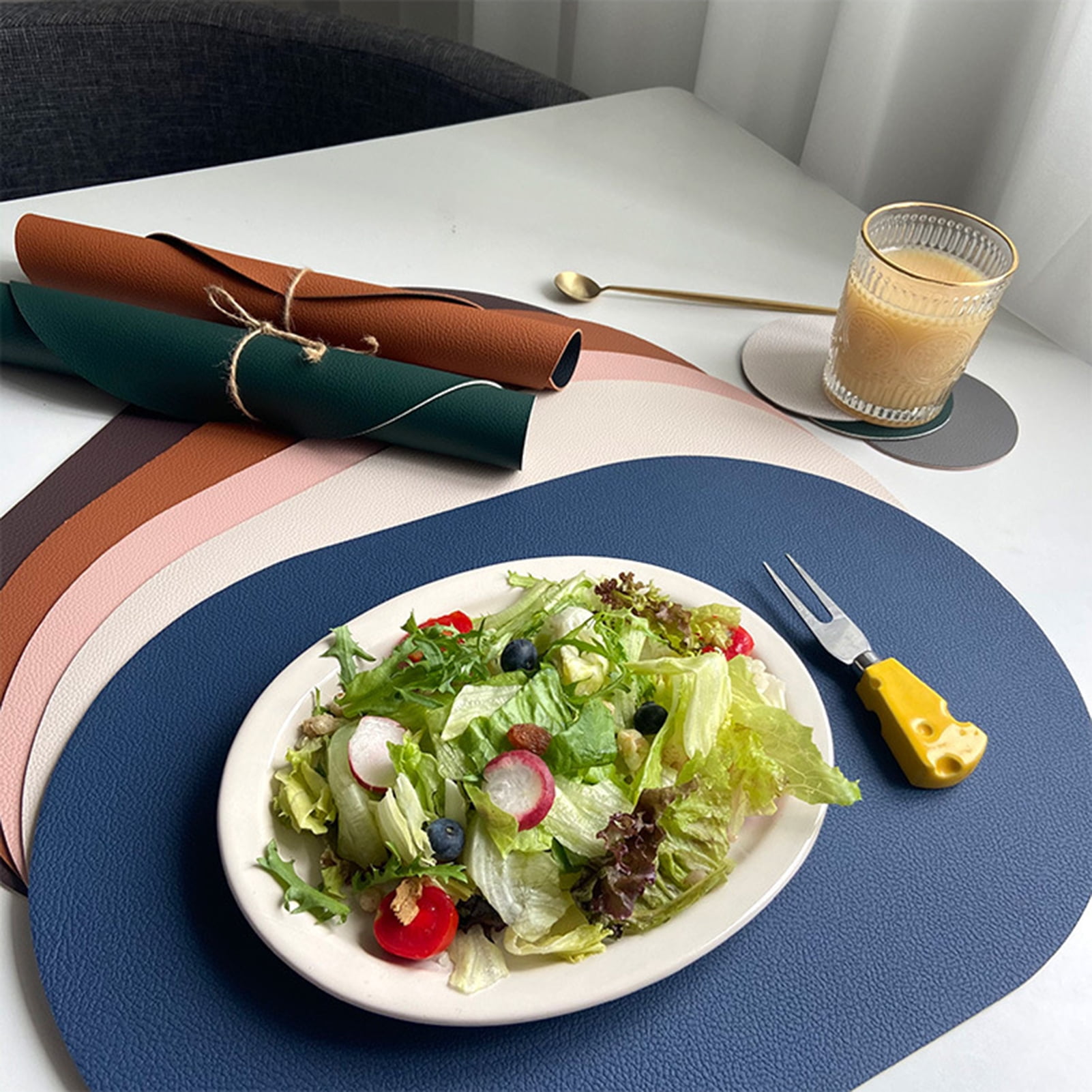 Faux Leather Placemat for Dining Table, Non-Slip Kids Placemats ...