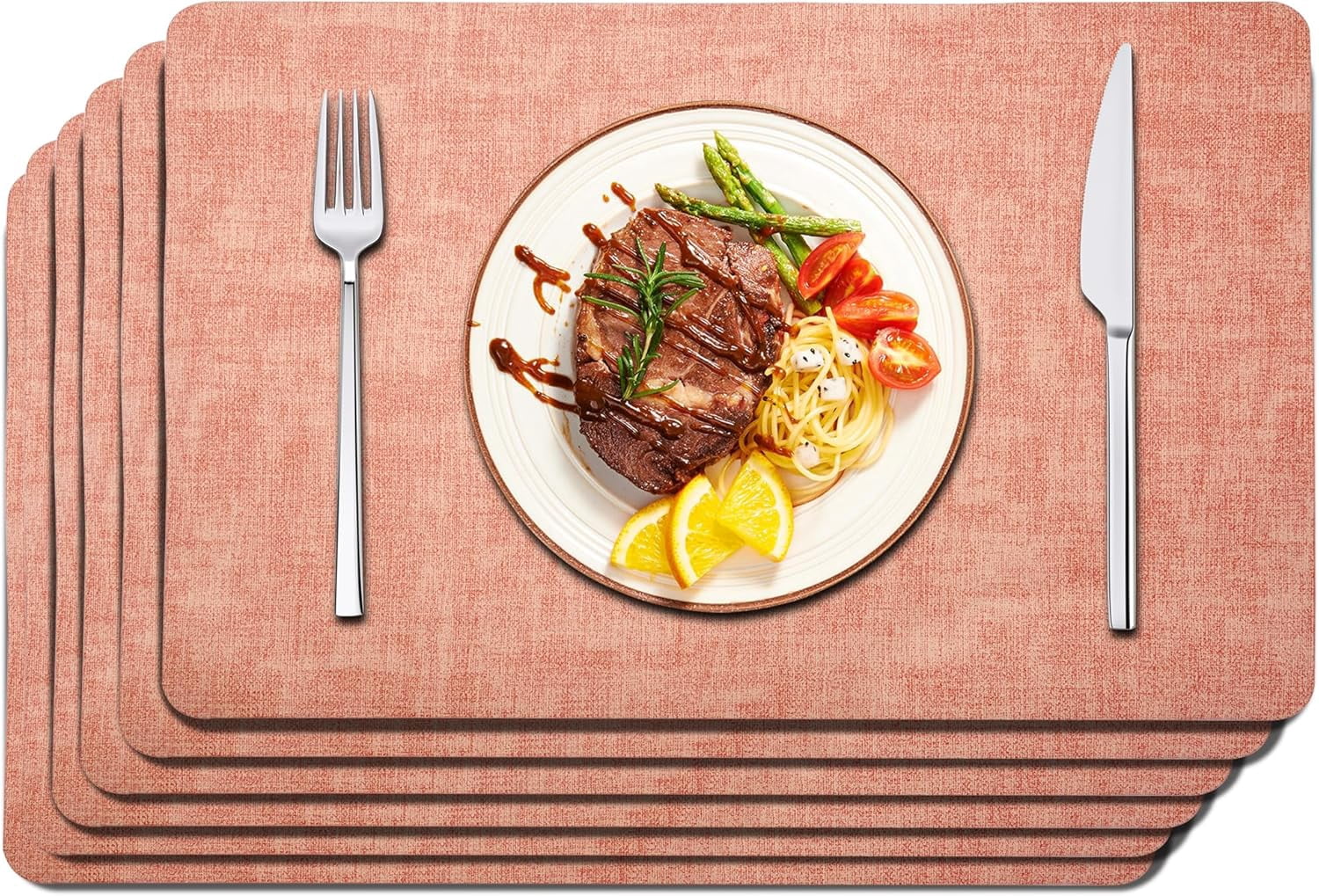 Faux Leather Placemats Set of 6 - Waterproof, Heat Resistant, Anti-Slip ...