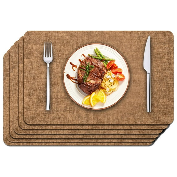 Faux Leather Placemats Set of 6 - Waterproof - Wipe Clean - Heat ...